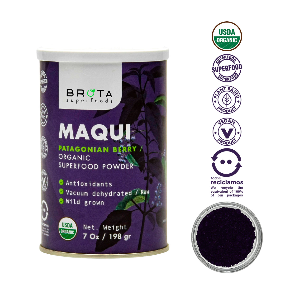 Maqui Berry Powder – 7 Oz – BrotaSuperfoods